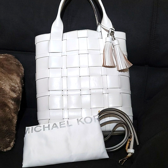 Michael Kors | Bags | Rare Michael Kors White Weave Tote | Poshmark